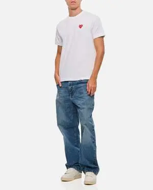 Play Comme Des Garcon T-shirt With Embroidered Heart Logo - Bianco