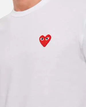 Play Comme Des Garcon T-shirt With Embroidered Heart Logo - White