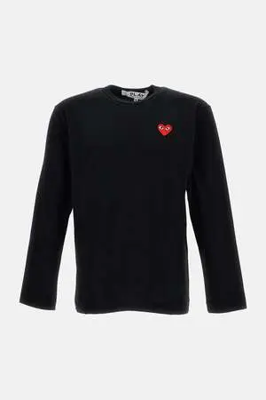Play Comme Des Garcon Red Heart Emblem T-shirt - Black