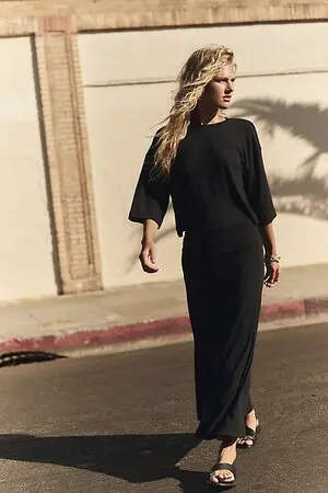 Free People Good Feels Maple Midi Dress - Black