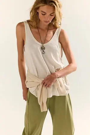 Free People We The Free Scoop Neck Tank - Tea