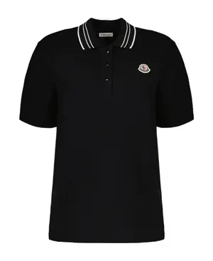 Moncler Logo Patch Short-sleeved Polo Shirt - Black