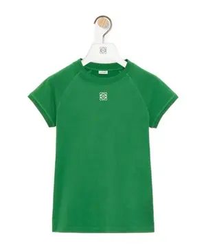 Loewe Small Fit Cotton Blend T-shirt With Anagram Embroidery - Green