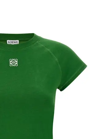 Loewe Small Fit Cotton Blend T-shirt With Anagram Embroidery - Green