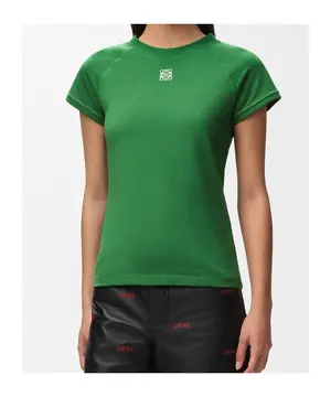 Loewe Small Fit Cotton Blend T-shirt With Anagram Embroidery - Green