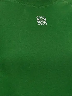 Loewe Small Fit Cotton Blend T-shirt With Anagram Embroidery - Green