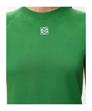 Loewe Small Fit Cotton Blend T-shirt With Anagram Embroidery - Green