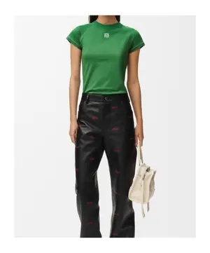 Loewe Small Fit Cotton Blend T-shirt With Anagram Embroidery - Green