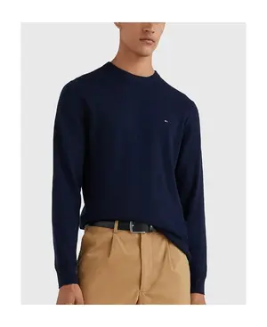 Tommy Hilfiger Round Neck Sweater With Ribbed Detailing - Black