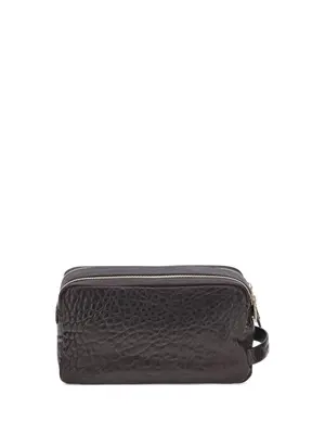 Brunello Cucinelli Double Zipper Textured Leather Beauty Case - Black