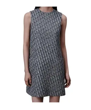 Dior Sleeveless Round Neck Dress With Pocket Detail - Grey
