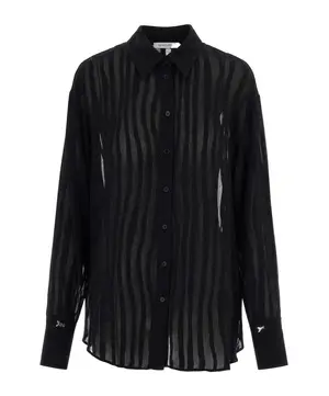 Patrizia Pepe Dévoré Striped Shirt - Black
