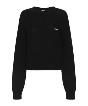 ROTATE BY BIRGER CHRISTENSEN Cable Crewneck Sweater - Black