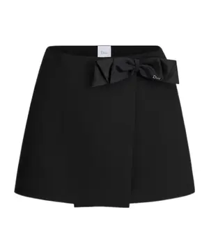 Dior Wrap Miniskirt With Satin Bow Detail - Black