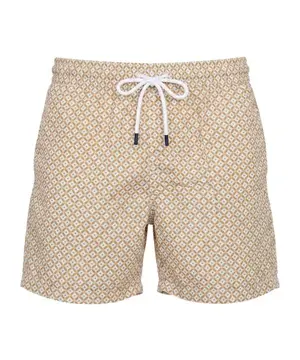 Fedeli Elasticated Drawstring Swim Shorts With All-over Print - No