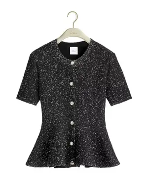 Dior Short-sleeved Peplum Cardigan - Black