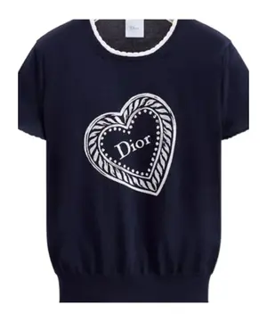Dior Short-sleeved Sweater With Heart Motif - Navy Blue