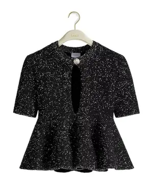 Dior Short-sleeved Peplum Sweater - Black