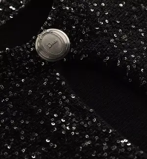 Dior Short-sleeved Peplum Sweater With Medallion Button