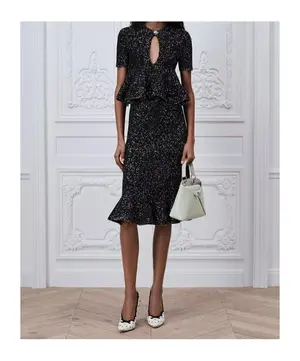 Dior Short-sleeved Peplum Sweater With Medallion Button