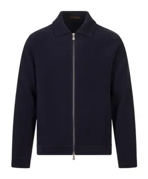 Fedeli Long-sleeve Collared Jacket - Black