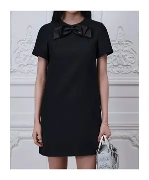 Dior Short Sleeve Dress With Satin Bow