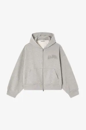 GANNI Two-way Zip Hoodie With Logo - Grey