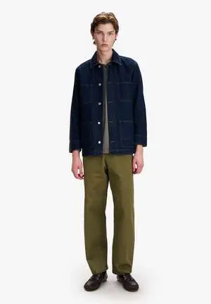 A.p.c. Denim Workwear Jacket With Classic Collar - Blue