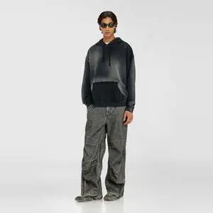DIESEL® Faded Cotton Hoodie With Distressed Details - Multicolor