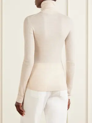 Arch4 Fine Knit Cashmere Ribbed Turtleneck - Neutrals