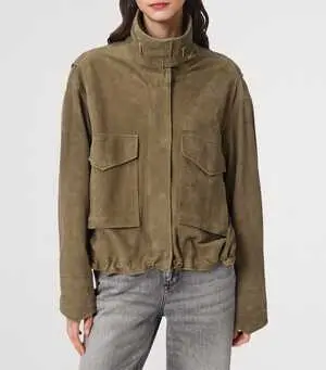 ALLSAINTS Suede Clay Bomber Jacket