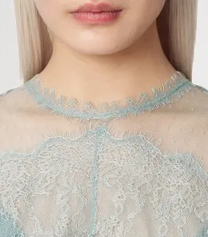 ALLSAINTS Clara Lace-trimmed Tulle Blouse - Blue