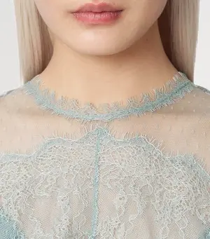 ALLSAINTS Clara Lace-trimmed Tulle Blouse - Blue