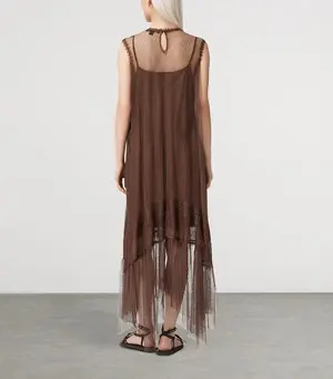 ALLSAINTS Clara Midi Dress With Tulle And Lace Trim