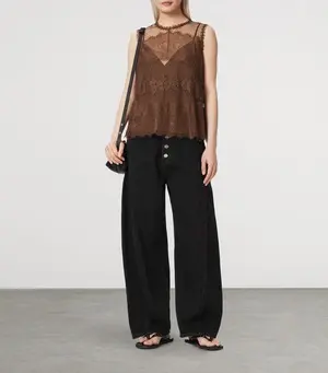 ALLSAINTS Clara Lace-trimmed Tulle Blouse - Brown