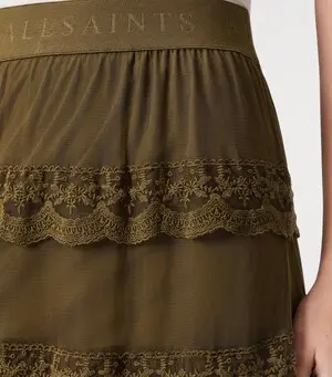 ALLSAINTS Lace Tiered Maxi Skirt - Green
