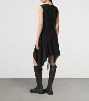 ALLSAINTS Ruffled Asymmetric Midi Dress