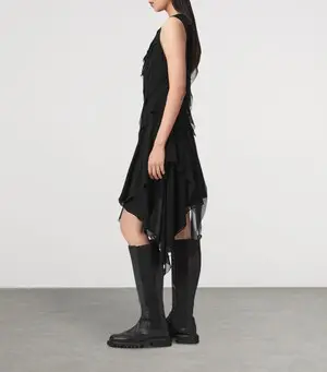 ALLSAINTS Ruffled Asymmetric Midi Dress