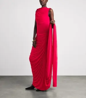 ZIYAD BUAINAIN Mesh Ruched Gown
