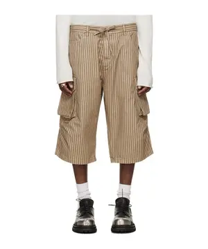 424 FAIRFAX Striped Cargo Shorts - Sand/brown