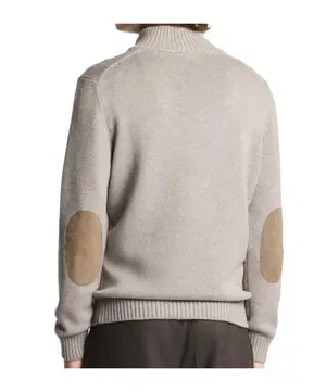 FAY Mock Neck Wool Pullover With Alcantara Details