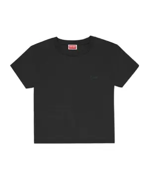 Kenzo Signature' Embroidered Light T-shirt In Linen Cotton - Black