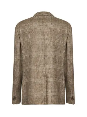 Etro Beige Prince Of Wales Wool Single-breasted Blazer