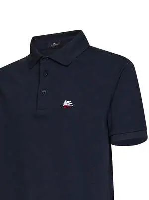 Etro Navy Blue Cotton Piqué Pegaso-embroidered Polo Shirt - Multicolor