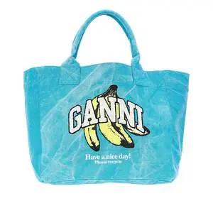 GANNI Shopping Bag With Banana Print - Blue