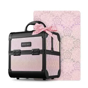 BYOOTIQUE Makeup Train Case Cosmetic Organizer W/ Mirror Artist Grace Forgetmenot - Pink
