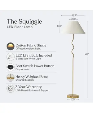 BRIGHTECH Squiggle 22" Led Contemporary Modern Floor Lamp With Empire Shade