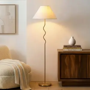 BRIGHTECH Squiggle 22" Led Contemporary Modern Floor Lamp With Empire Shade - Brass