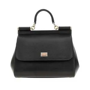 Dolce & Gabbana Dauphine Leather Large Sicily Top Handle Bag - Black