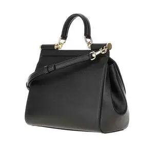 Dolce & Gabbana Dauphine Leather Large Sicily Top Handle Bag - Black